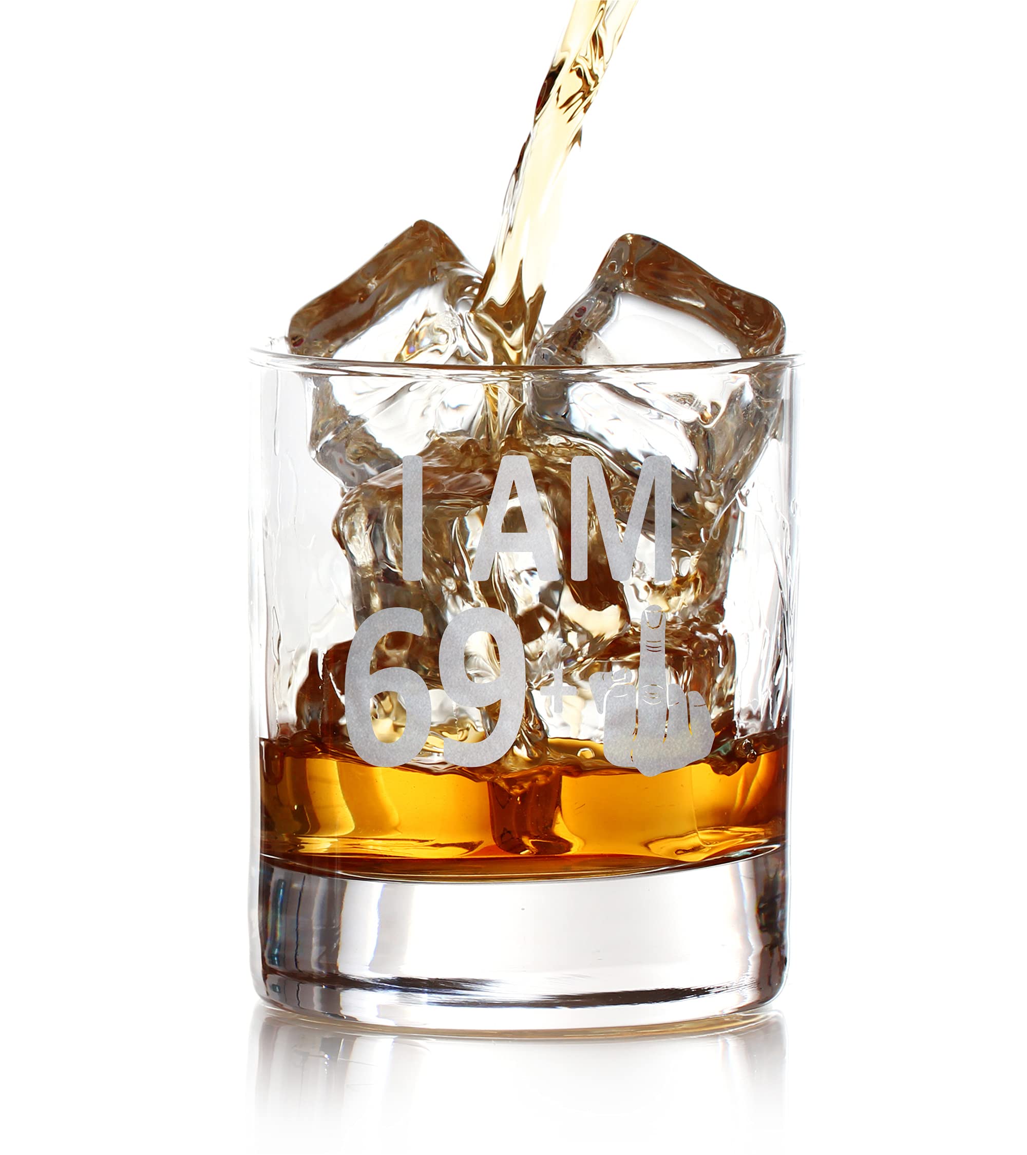 Promotion & Beyond I AM 69 PLUS 1 Whiskey Glass - Funny Sarcastic Finger 70th Birthday Gift