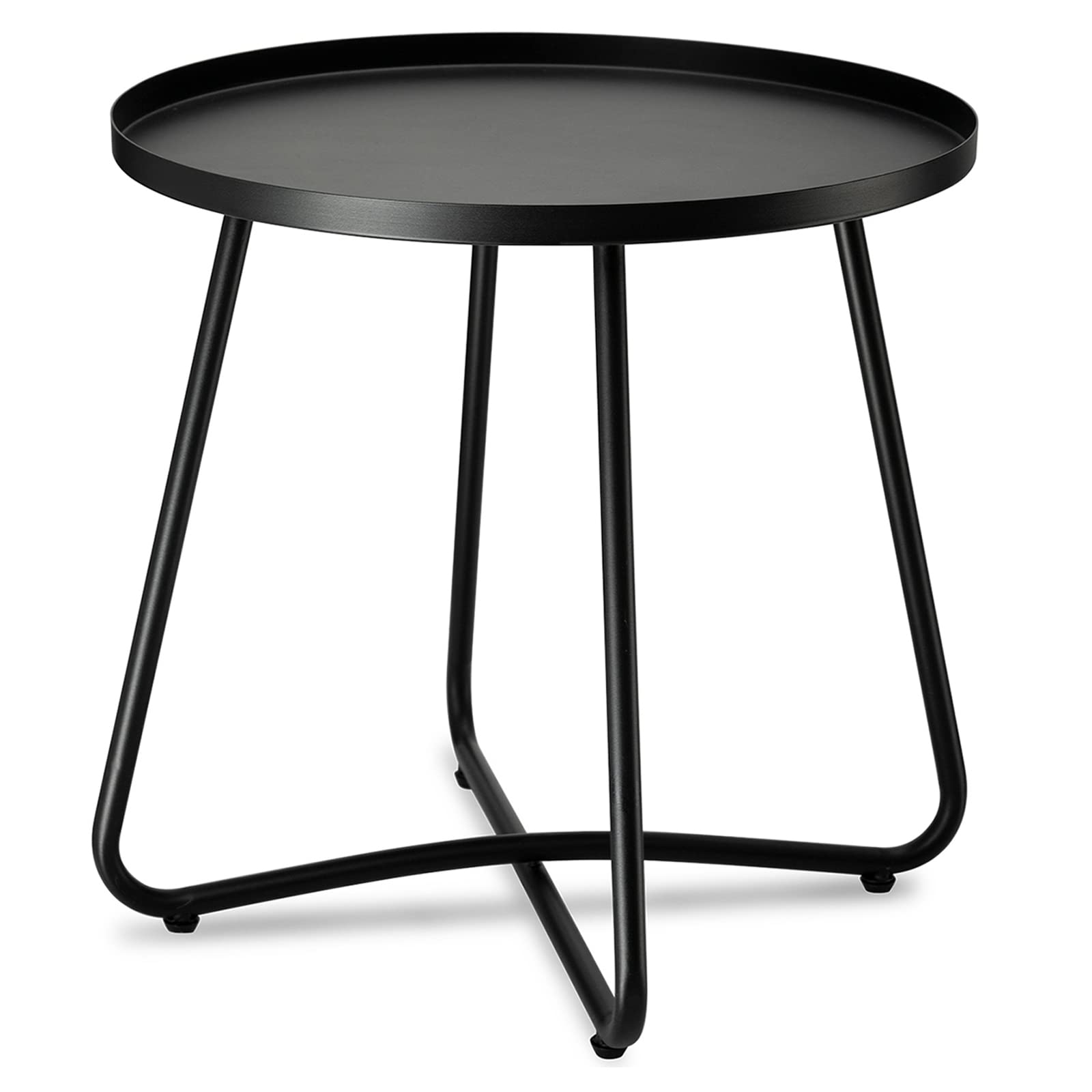 TeoKJ Outdoor Side Tables, Anti-Rust Metal Outdoor End Table, Small Patio Table Round End Table Outdoor Table for Garden Balcony Yard Porch Patio Lawn Black