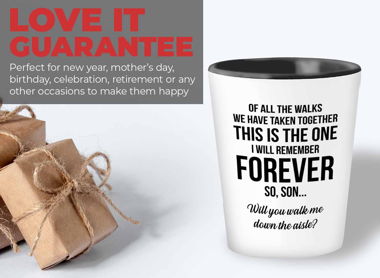 Proposal Shot Glass 1.5oz - Personalized Son Walk Me Down the Aisle - Dad Romantic Marriage Relationship Fiancee Engagement Wedding Day Step Dad Future Husband Wife