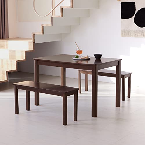 Livinia Cabin 45.3" Wooden Dining Table/Small Rectangular Modern Farmhouse Solid Wood Kitchen Table Desk (Walnut)