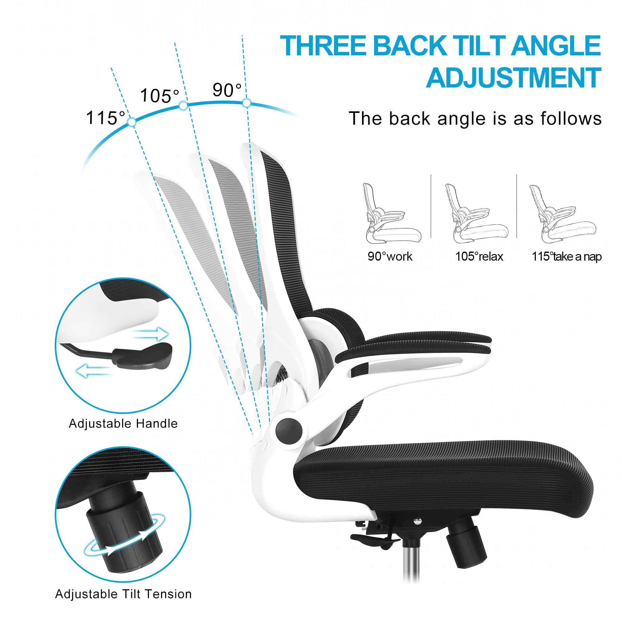 Misolant Drafting Chair, Tall Office Chair for Standing Desk, High Office Chair Ergonomic Desk Chair with Adjustable Height and Footrest, Office Drafting Chair Lumbar Support White