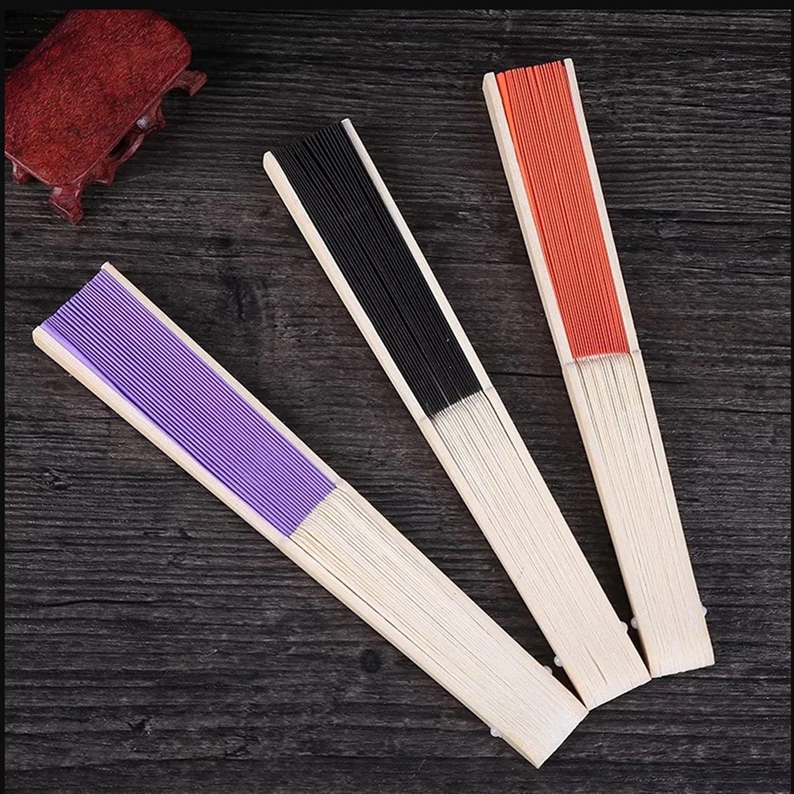PBLCYUT Ornaments Folding Hand Held Solid Color Fan Handmade Graffiti Painting Fan Blank Paper Fan Cloth Fan Silk Folding Fan Portable Folding Fan (Color : Purple)