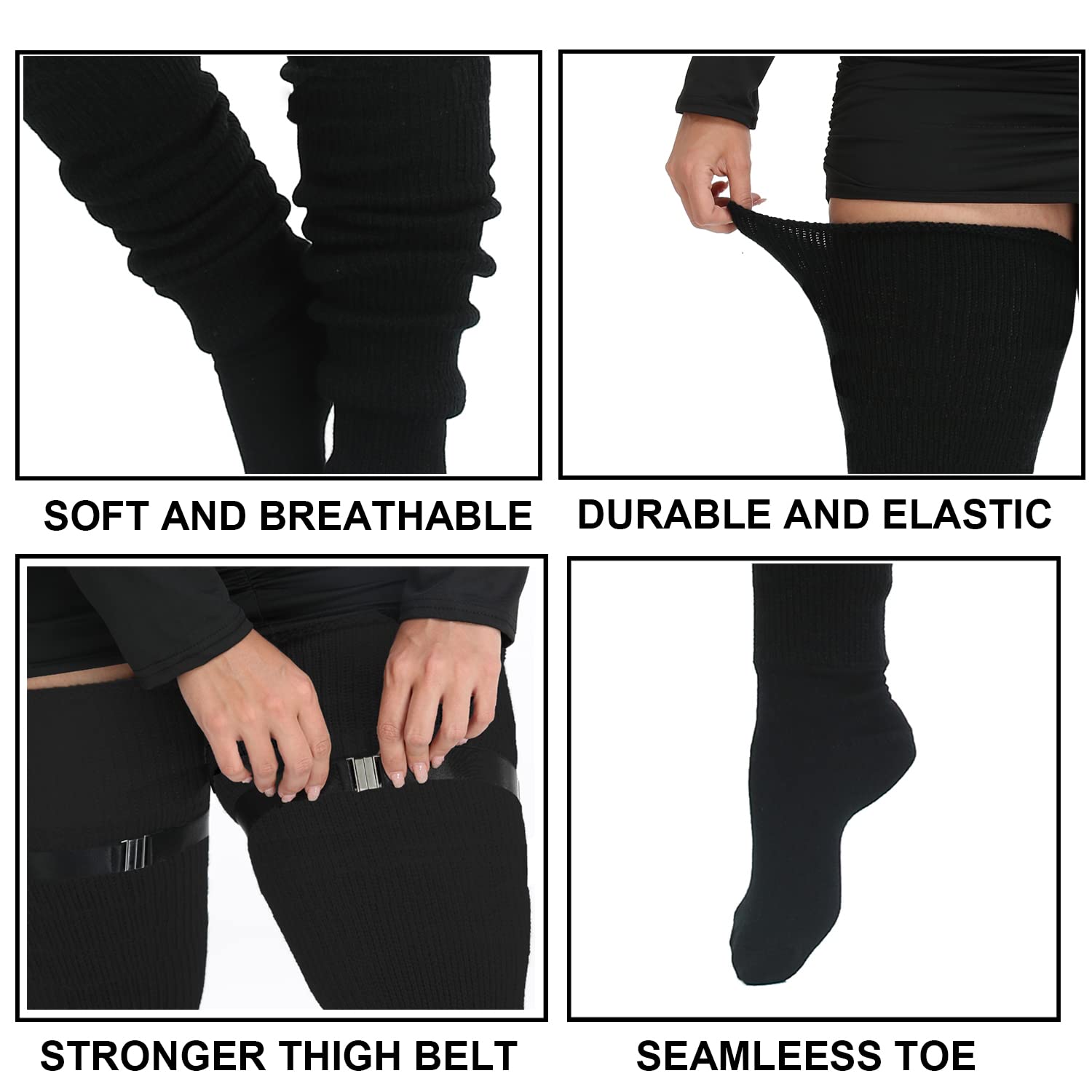 SherryDC Women's Plus Size Thigh High Socks Extra Long Knit Stockings Leg Warmer For Thick Thighs