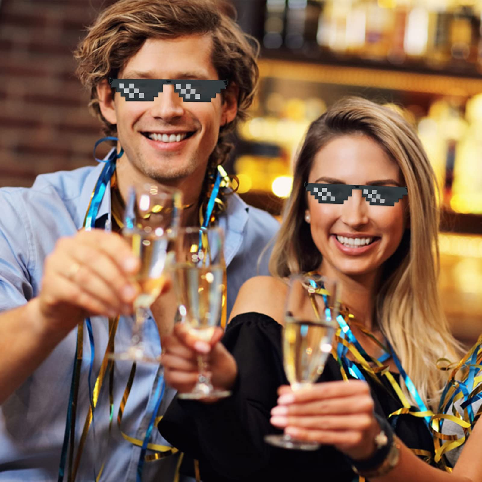 Lorigun Thug Life Sunglasses Pixelated Mosaic Glasses Party Glasses MLG Shades (12 Pixels)