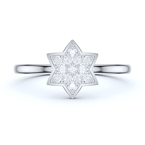 PRSTANI Real 10K White Gold Five-Pointed Star Top Full of Simulated Diamonds Engagement Ring Promise Ring (6)