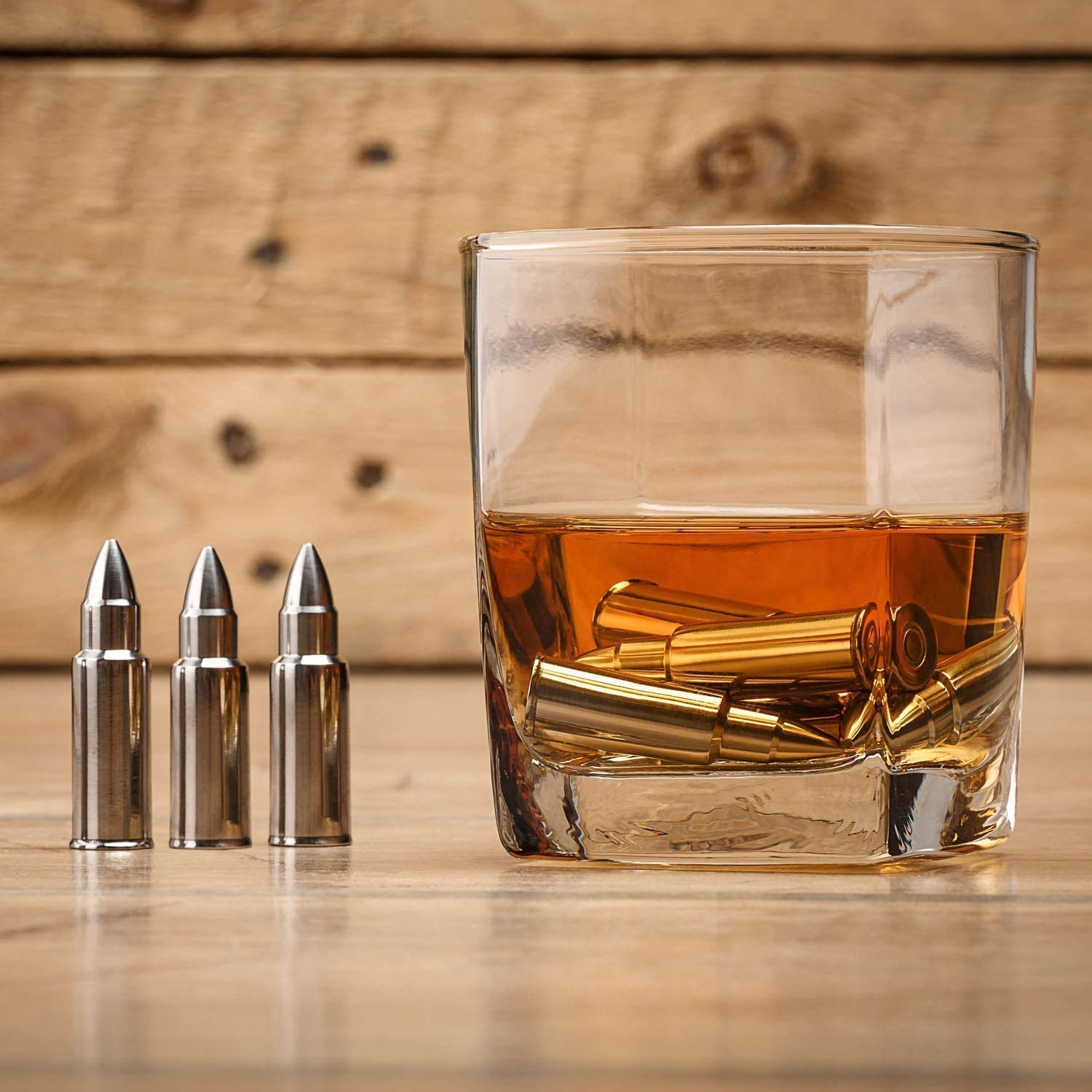 Stainless Steel Whiskey Stones Set of 6 - Gift for Him - Dad, Grandpa, Husband - Chilling Rocks for Whisky, Bourbon, Scotch with Tongs & Freezer Pouch in Premium Gift Box