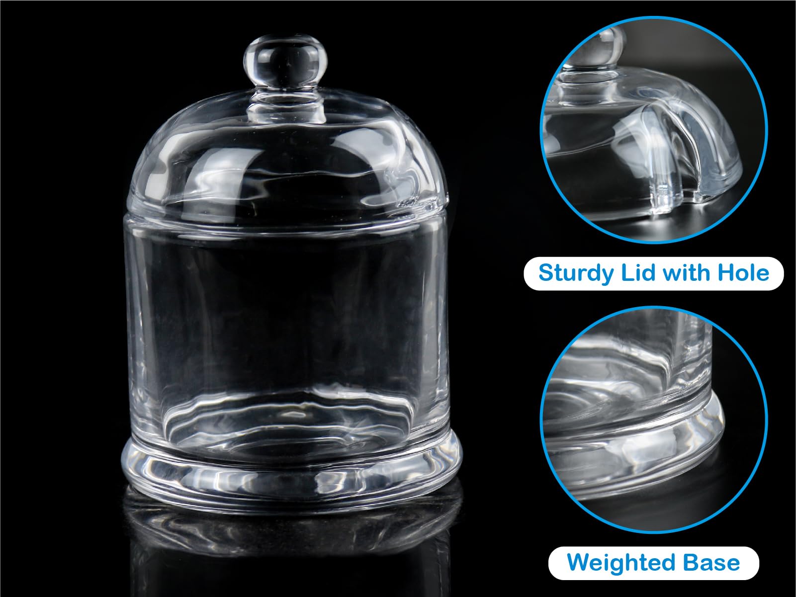 Thick Glass Salt Cellar with Stainless Steel Spoon, Clear Container for Kosher Salt, Sea Salt, Himalayan Salt, Sugar and Pepper, Heavyweight Spices Jar, 10 oz