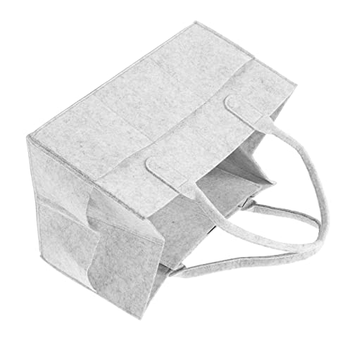 Orenic Light Grey Felt Diaper Tote Bag, Spacious Nursery Organizer for Diapers, Storage, and Baby Essentials, Gift for Boys and Girls, Felt Diaper Caddy Organizer