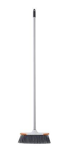 Superio Angle Broom and Clip-On Dustpan Set, Slim Hand Broom Telescopic Handle 53 Inches Tall, Clip On Dust Pan with Low Edge Rubber Lip