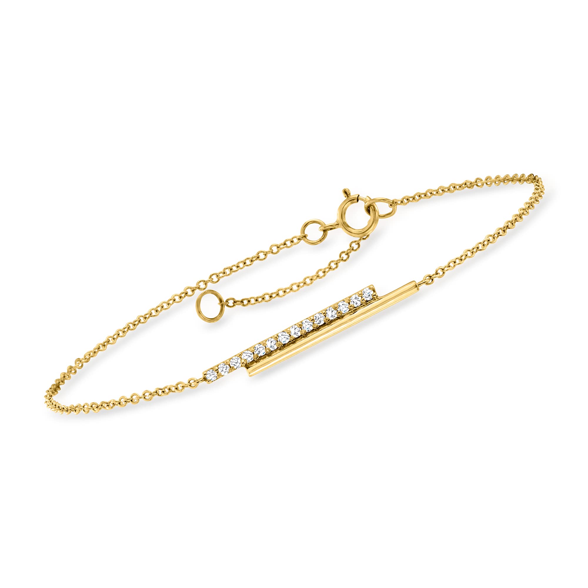 RS Pure by Ross-Simons 0.10 ct. t.w. Diamond Layered Bar Bracelet in 14kt Yellow Gold. 7.5 inches
