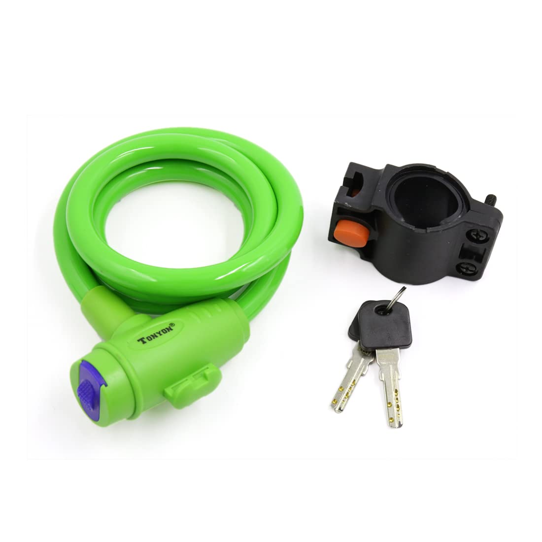 Qtqgoitem Green Bicycle Bike Cycling Motorbike Coil Security Lock Cable Chain w Two Keys (model: e93 f08 b0e 36d b24)