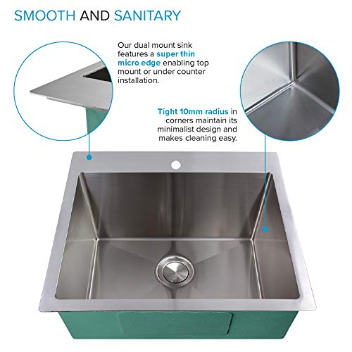 Transolid LSA1-252212-BS 25-in x 22-in Dual-Mount Laundry/Utility Sink Kit in Brushed Stainless