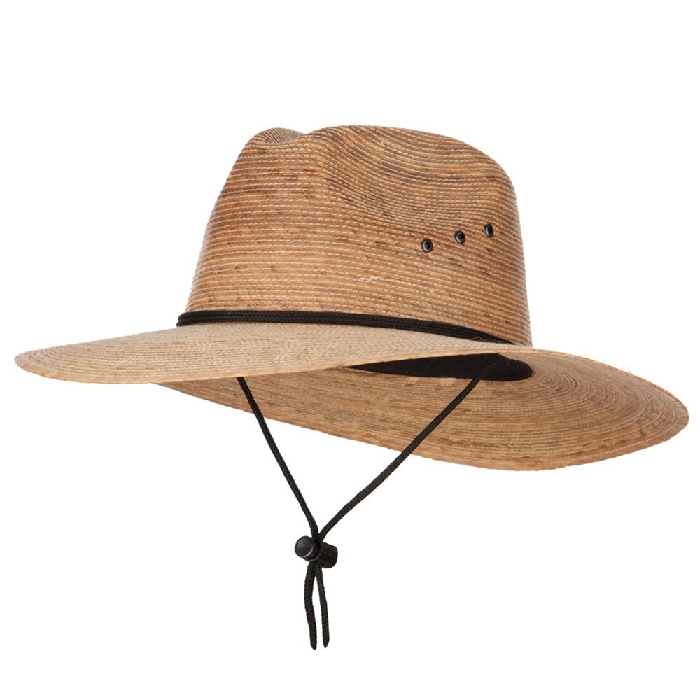 Men's Palm Braid Large Brim Fedora Hat - Dk Palm L