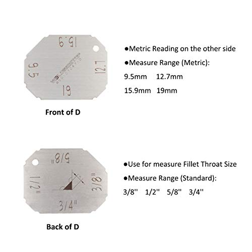 Welding Gauge Kit Weld Fillet Throat Size Leg Length Gage Set In Inch Metric Stainless Steel 4pcs Key Set