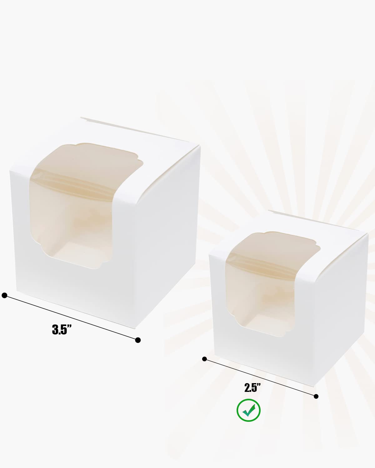 qiqee 100pcs Auto-Popup Mini Cupcake Boxes Individual White 2.5" x 2.5" x 2.5" Single Cupcake Carrier Container for Wedding Favor Birthday & Party(Mini Size)