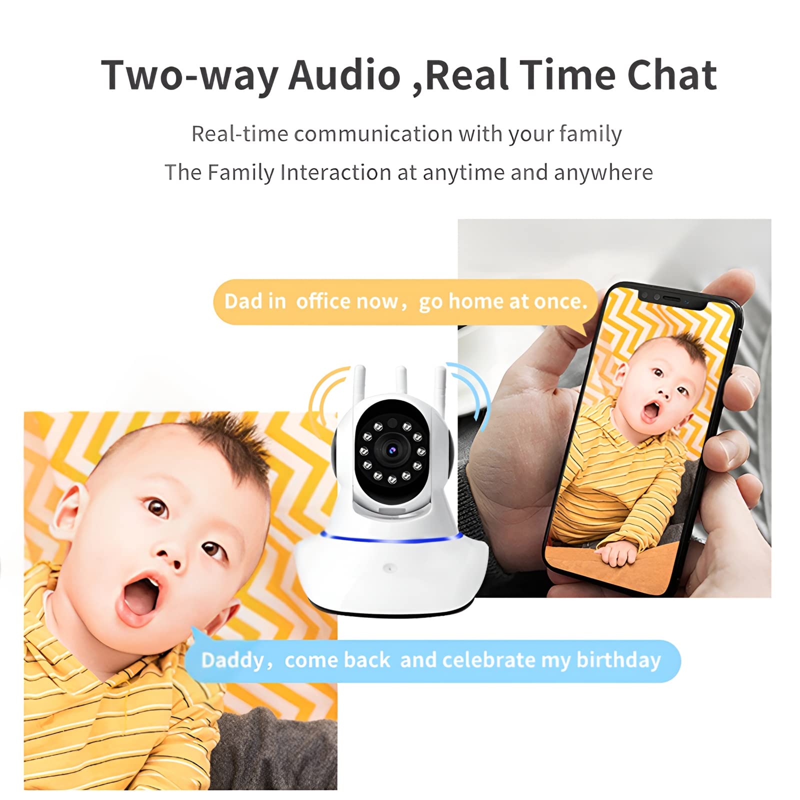TUMAN Pro Indoor Security Camera, 3MP Home Full-Hd Wireless Surveillance Security Cameras with App, 360 Degree Night Vision,Support Cloud Storage,Two Way Audio, Smart Motion Detection, Easy Set Up