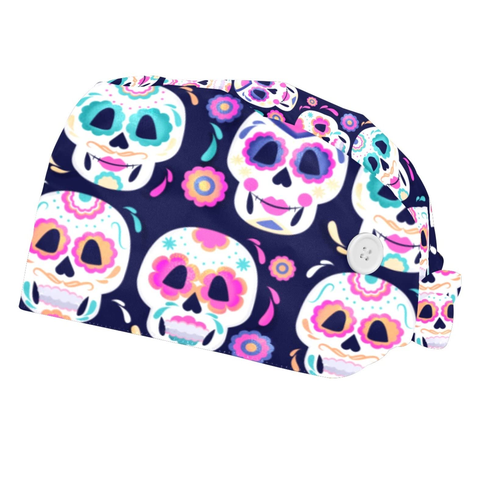 OELDJFNGSDC 2 Packs Enchanting Skull Working Caps with Buttons