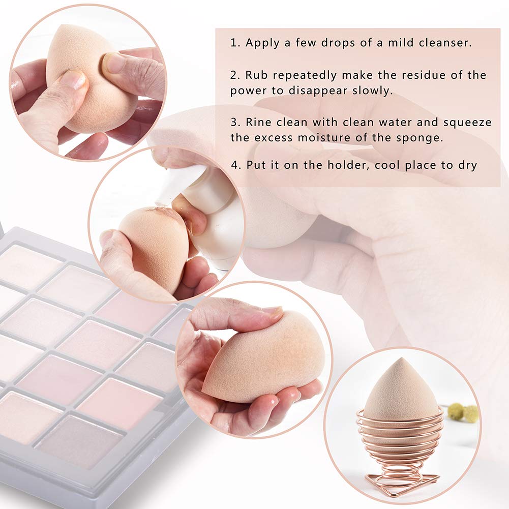 Makeup Sponge, 4pcs Makeup Sponges Blender Set, Foundation Blender Sponge with Sponge Holder, for Liquid Cream and Wet Use, Multi-Color BB Bream Beauty Sponges for Cosmetic Tools