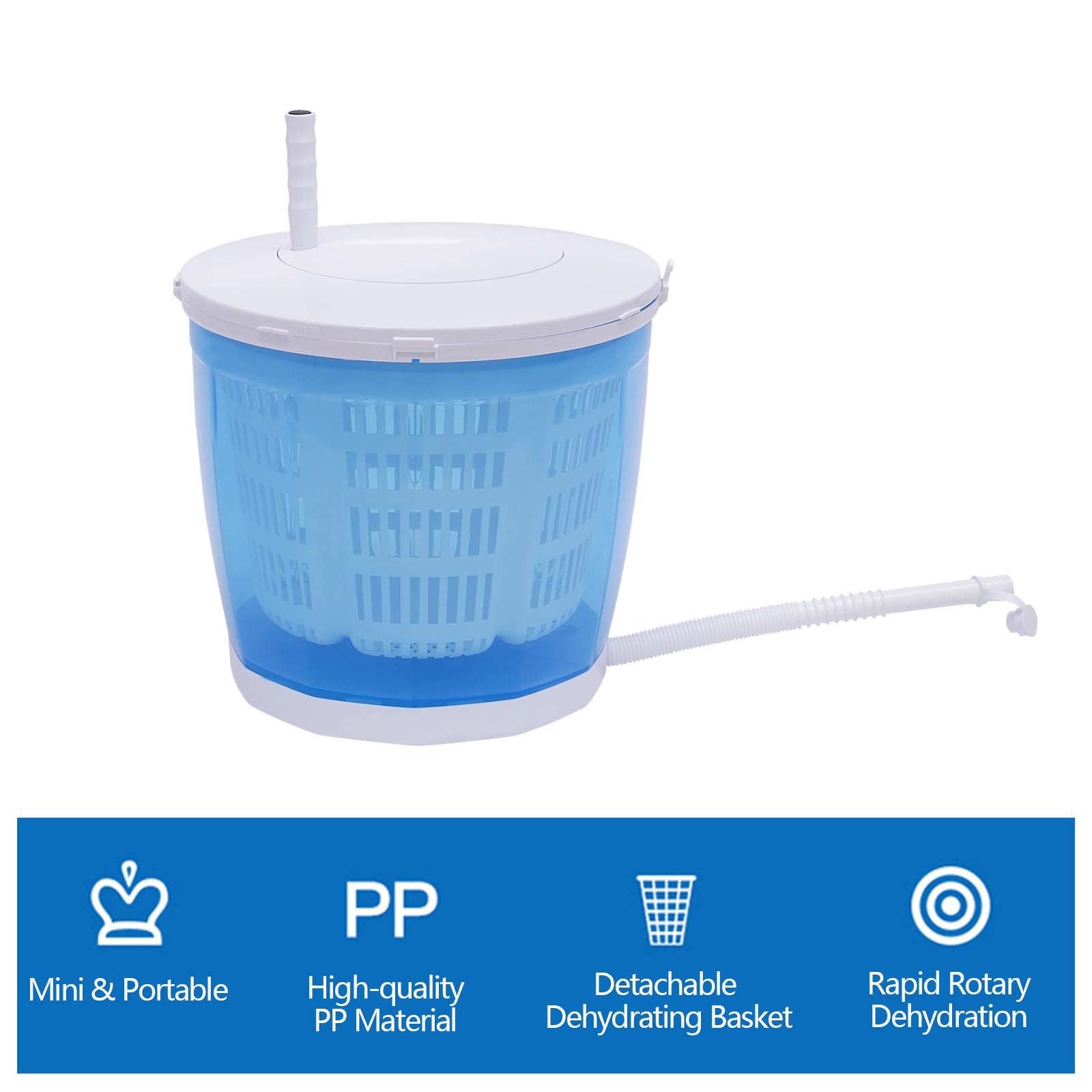 Mini Spin Dryer & Manual Washing Machine,2 in 1 Non-Electric Clothes Spin Dryer,Traveling Manual Outdoor Washer Spin Dryer