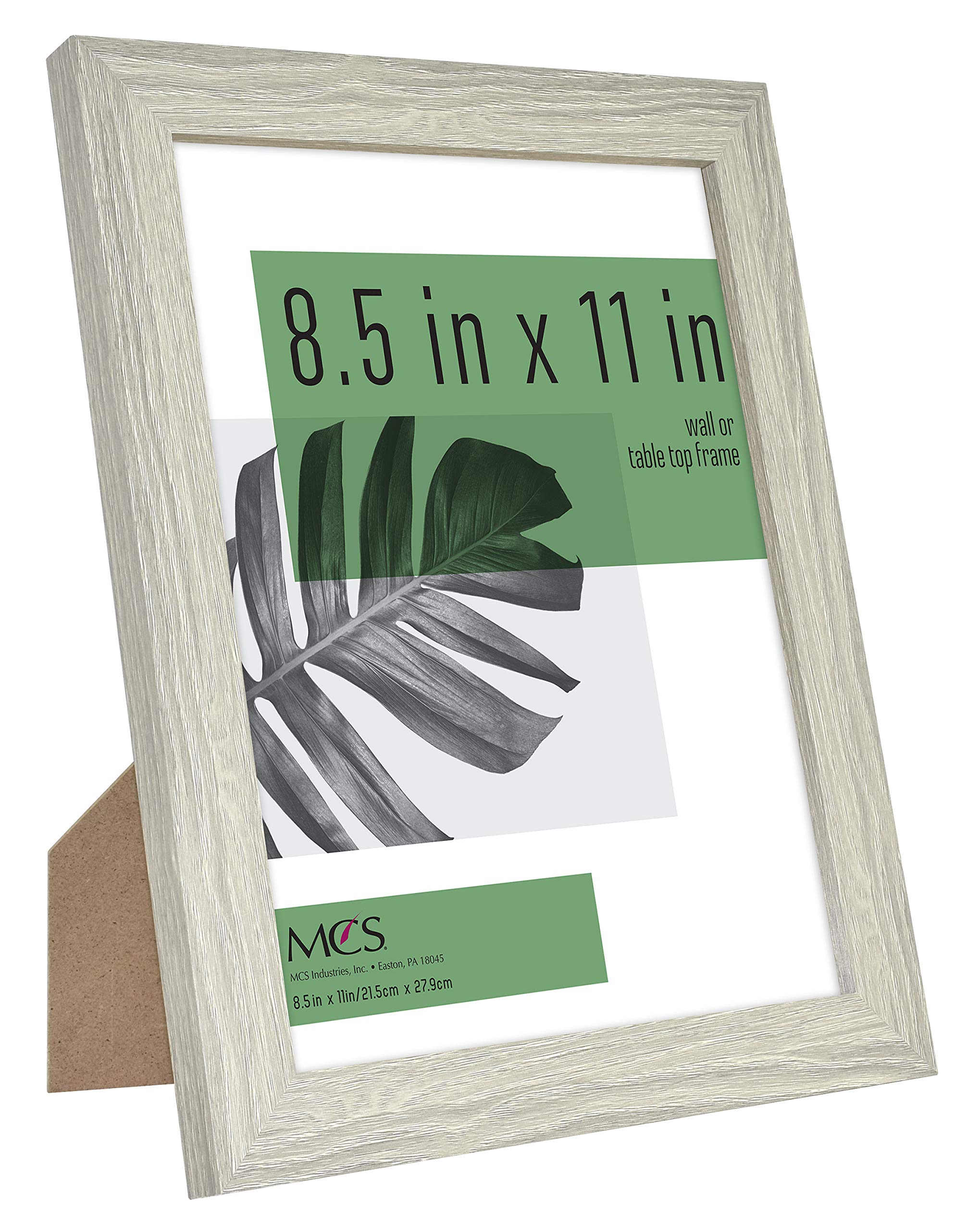 MCS Studio Gallery 8.5x11 Picture Frame Gray Woodgrain, Rectangle Photo Frame for Photos, Posters & Art Prints & Easel for Tapletop Display (2-Pack)
