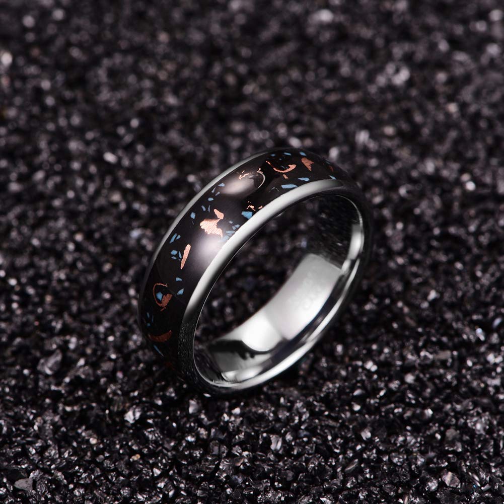 NUNCAD Unisex Tunsten Rings Inlaid with Copper Scraps Wedding Band Comfort Fit Size 10