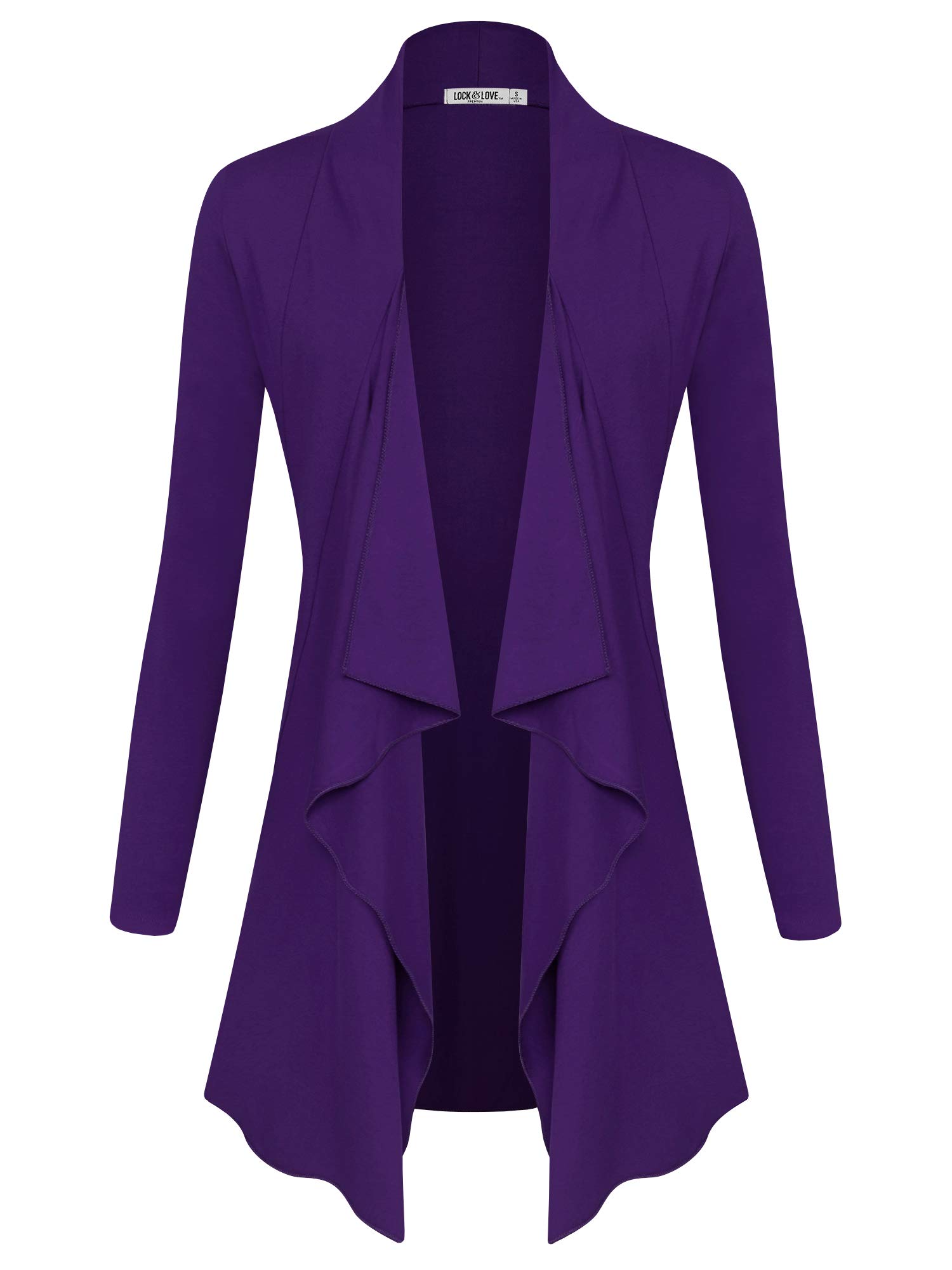 LL Women's Drape Front Open Cardigan Long Sleeve Irregular Hem S-5XL Plus Size XXXXL DARK_PURPLE