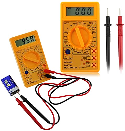 White Deer Multimeter, DT-830B Amp Volt Ohm Tester Ammeter Voltmeter Multifunctional Portable LCD Digital Ohmmeter Meter Electricians Tools(Yellow )