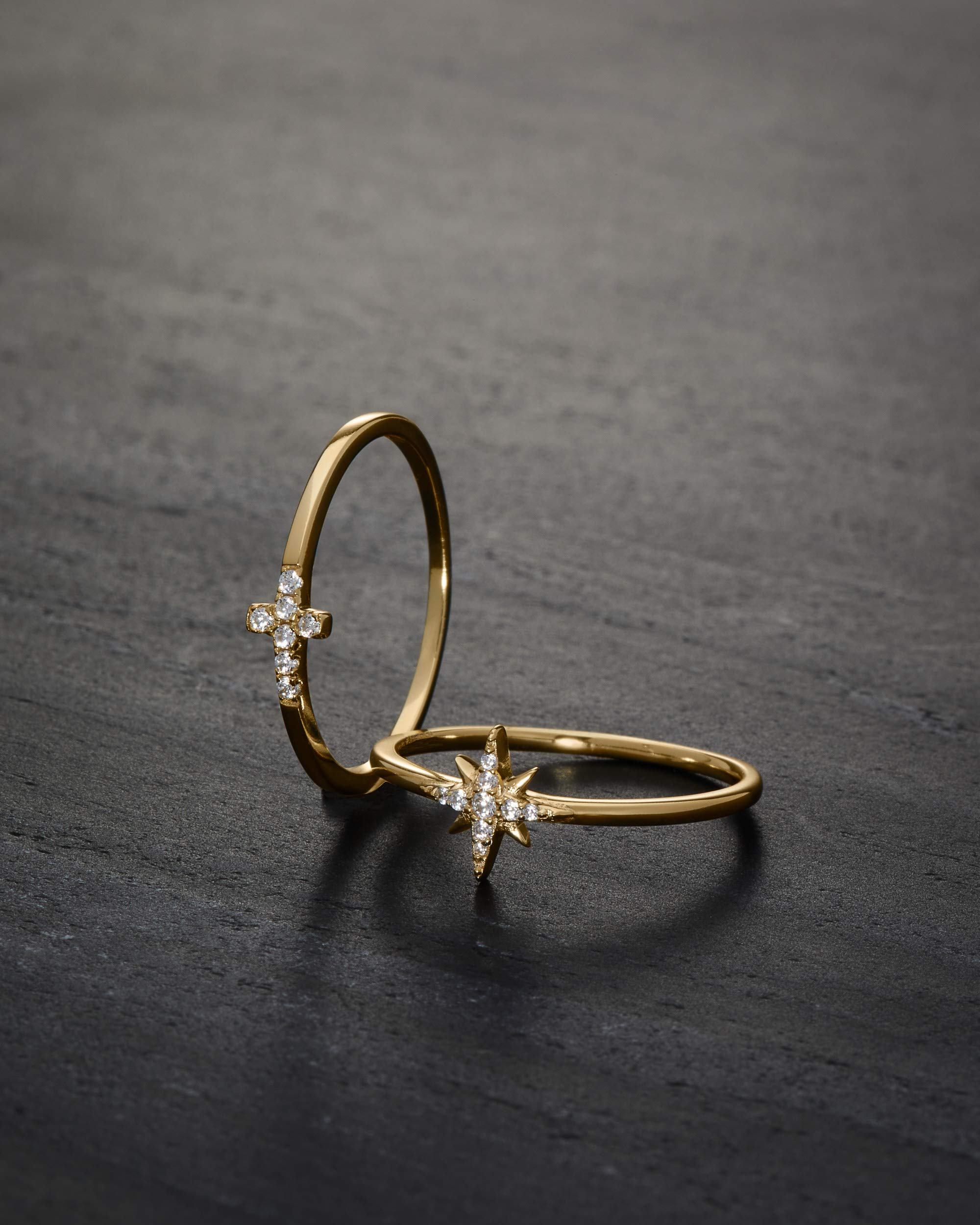 Milla 14K Gold Plated Tarnish Resistant Extreme Comfort Rings | Hypoallergenic (14K Gold Plated Starburst, 9)