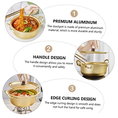 YARNOW 2 Pcs Korean Instant Noodle Pot Japanese Noodles Ramen Ceramic Frying Pan with Lid Steamer Cookware Deep Saucepan Korean Pots for Cooking Aluminum Pot Kitchen Pan Ramen Pot Candy
