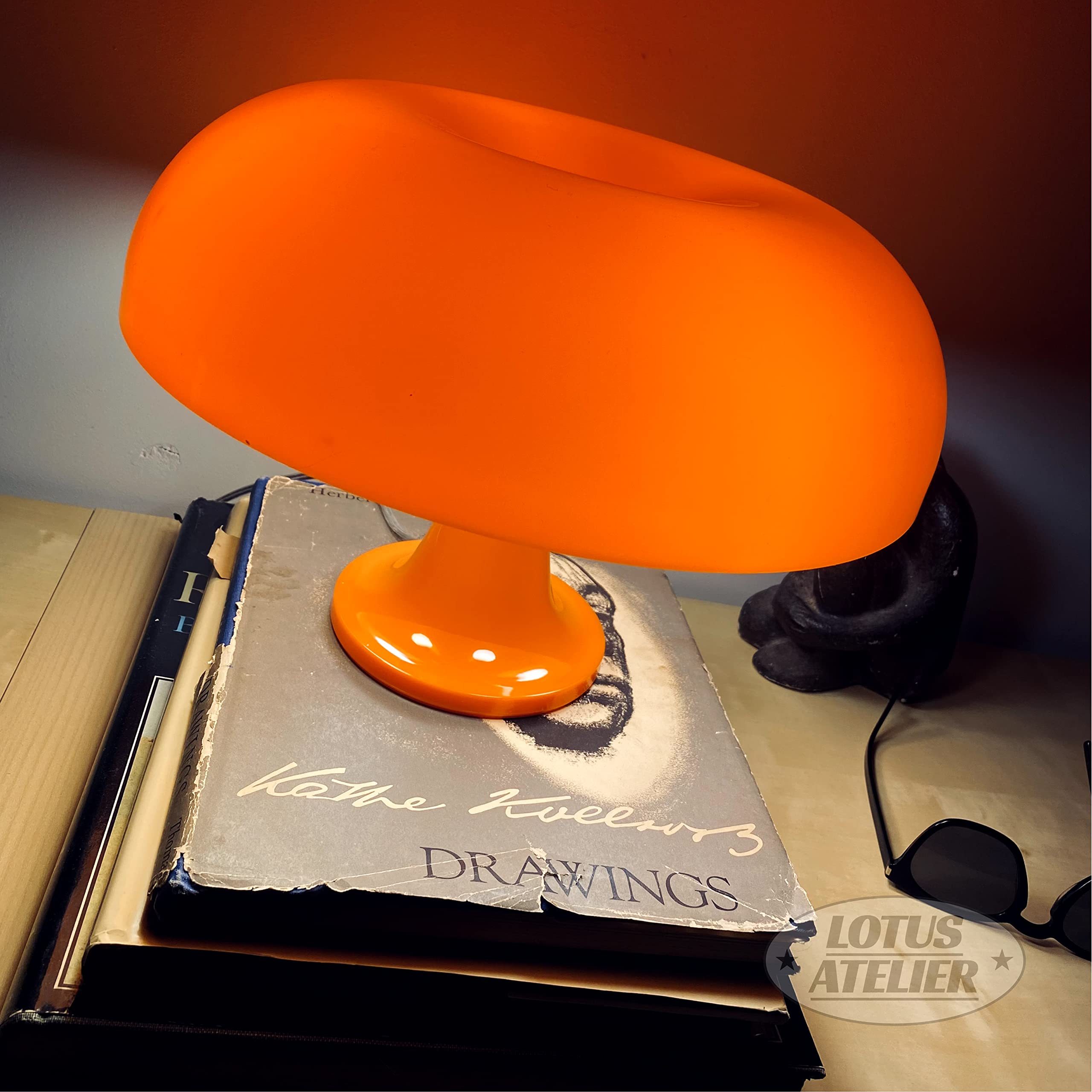 Lotus Atelier Orange Mushroom Lamp for Room Aesthetic Modern Lighting for Bedroom | Cool Retro Living Room Decor (Orange)