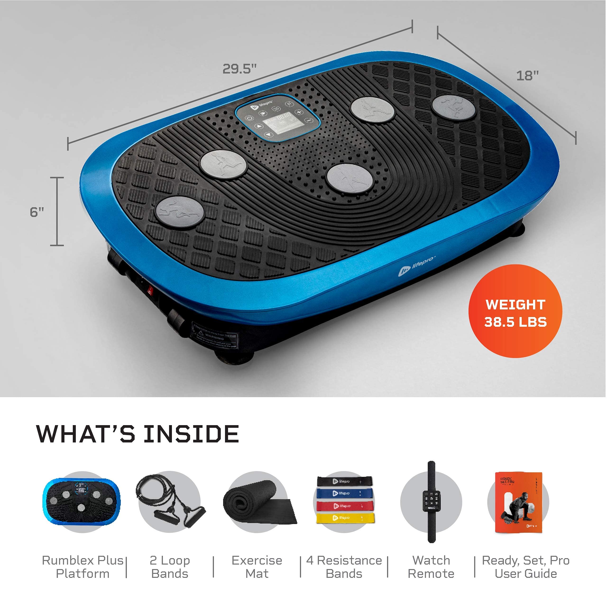 LifePro Rumblex Plus 4D Vibration Plate Exercise Machine, and Sonic Pro Percussion Massage Gun Bundle