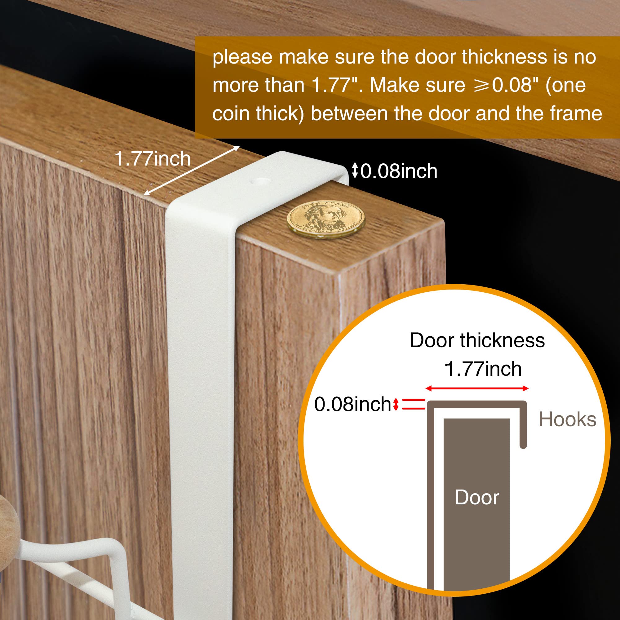 Loucarn Over The Door Hooks Door Hanger Hook for Clothes with 10 Wooden Door Hooks for Hanging Hats, Coats,Towels