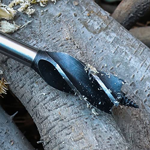 Survival Settlers Tool Bushcraft Hand Auger Wrench, Scotch Eye Wood Auger Drill for Bushcraft Backpack and Camping, Manual Auger Outdoor Wood Peg and Hole Maker (Brown)