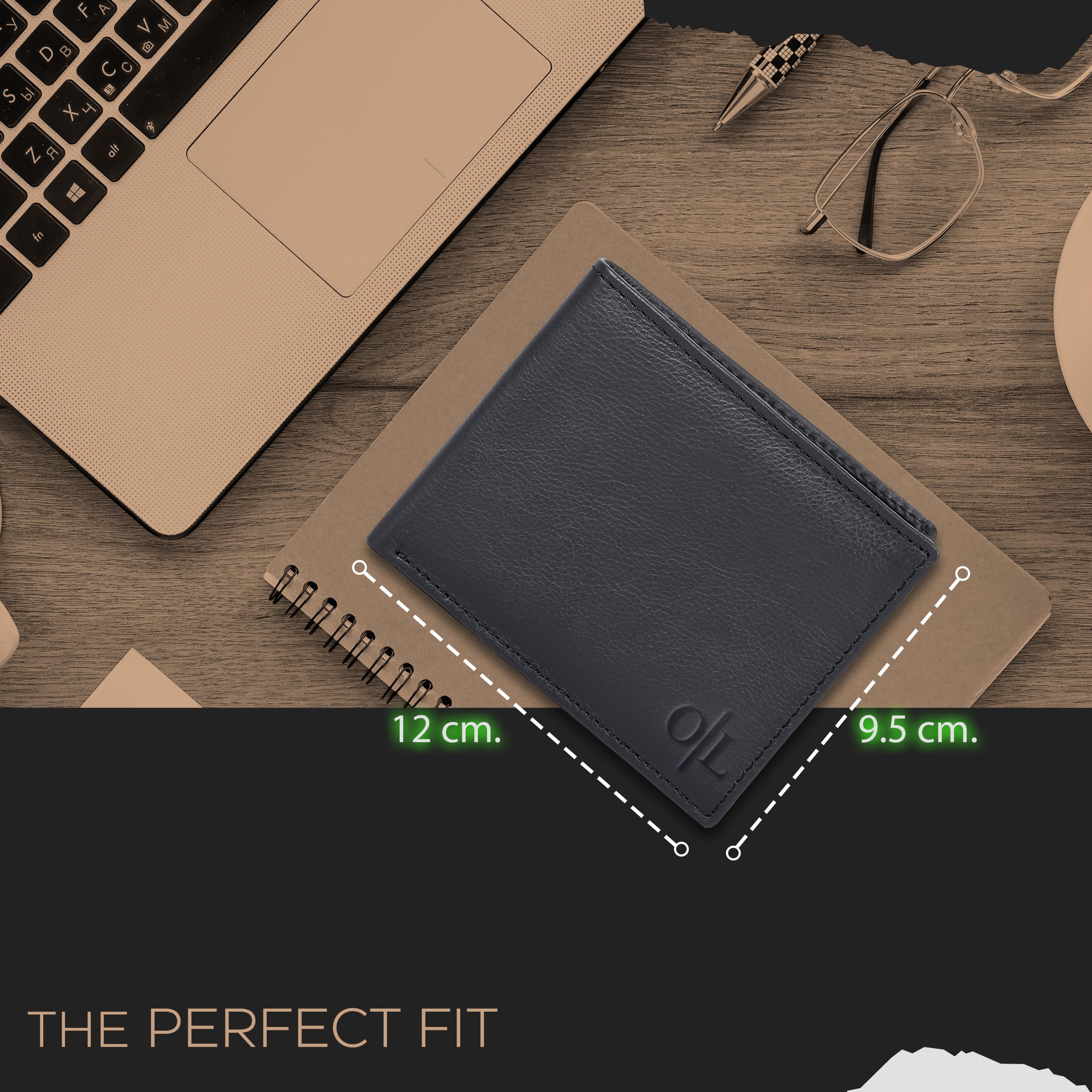 Mens slim Wallets | Billfold | 1 ID Windows | Black | Multiple Credit Card slots | Gifts for men | Soft genuine leather