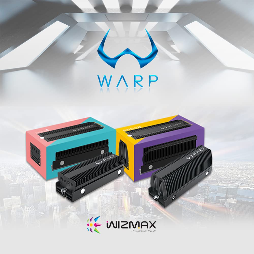 WIZMAX WARP Shield S, M.2 2280 SSD heatsink for Single and Double Side SSD, Thermal pad Heat Sink Computer PC PCIE M2 SSD Cooler,Black