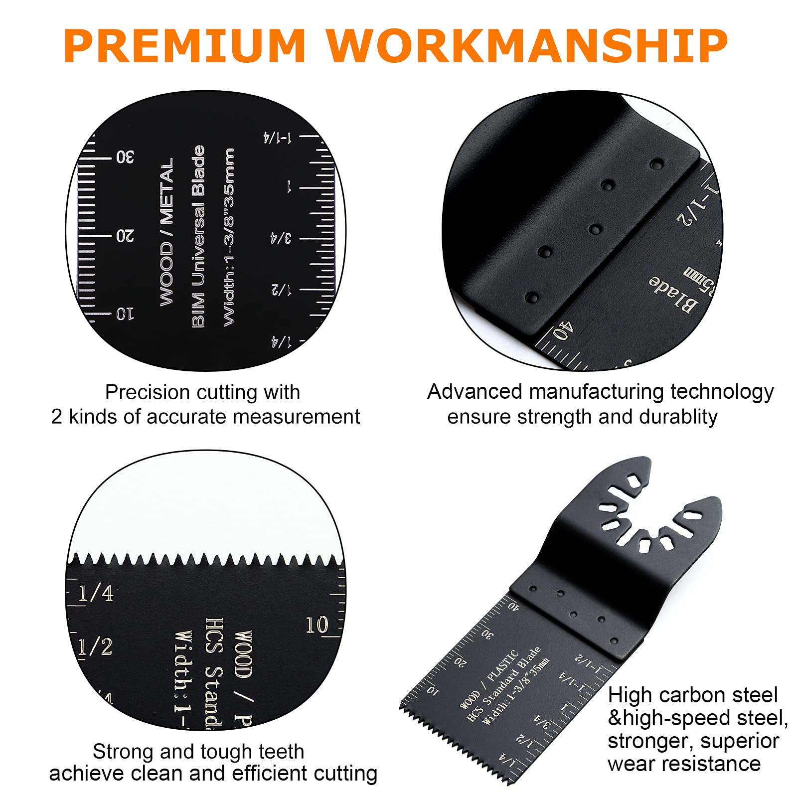 Oscillating Saw Blades 35 PCS Multitool Blades, Universal Oscillating Tool Blades for Wood Metal Plastic, Multi Tools Kit Compatible with Dewalt Rockwell Milwaukee Makita Dremel Bosch Ridgid Craftsman