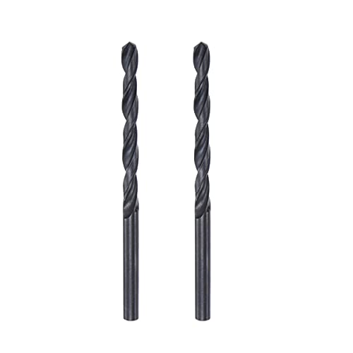 uxcell 6542 High Speed Steel Straight Shank Twist Drill Bit, Fully Ground Black Oxide Drill Bits 4.8mm Drill Diameter 85mm Total Length 2 Pcs