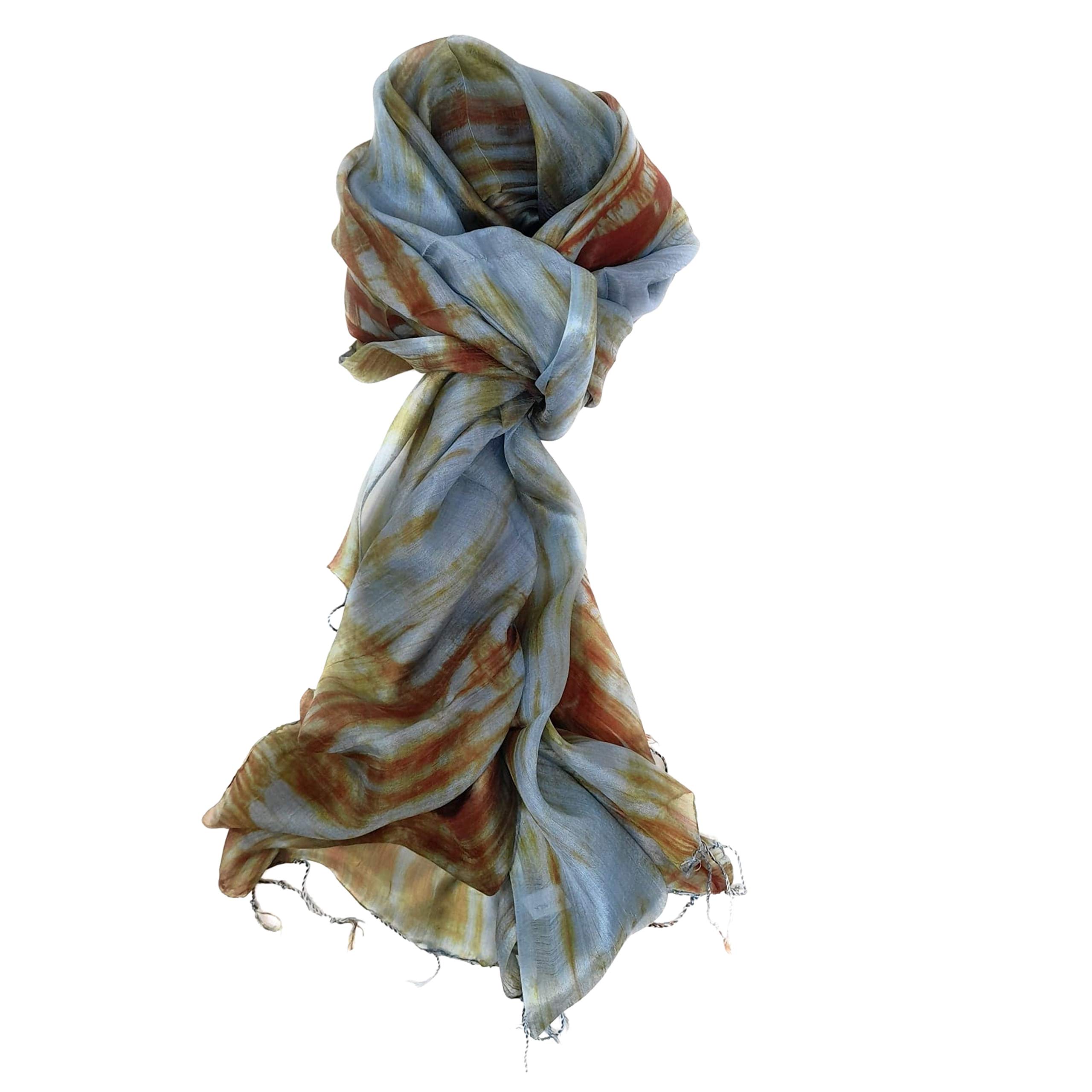 Millie & Boo Silk Scarf | Woman's 100% Silk Scarves Shawls and Wraps for Evening Dresses | Blue Green Silk Scarf