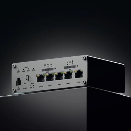 Teltonika RUTX50000000 Model RUTX50 Industrial 5G Router, Speeds up to 3.3 Gbps, Dual SIM, Up to 150 Simultaneous Connections, EU PSU