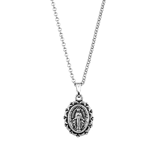Luca + Danni Miraculous Medal Necklace for Women - Silver Plated Made in USA