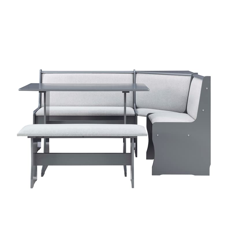 Linon Sanford Wood Storage Dining Nook in Gray