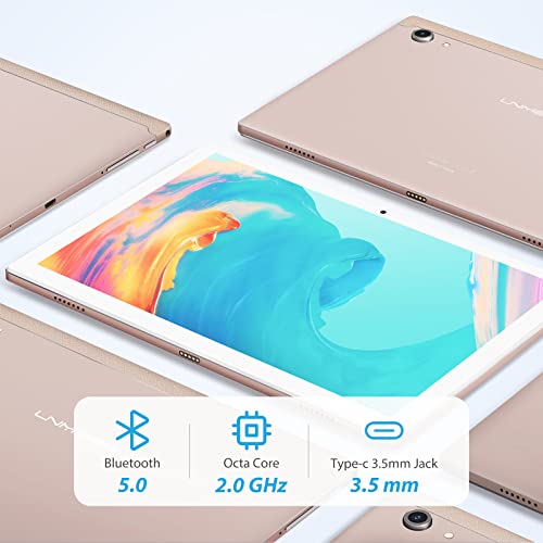 Tablet with Keyboard, 10.1" Octa-Core, Android 10 Tablet Google GMS Certified,4GB RAM, 128GB Storage, 1920x1200 FHD Display, 60Hz Screen Rate, 13MP Rear Camera,5G WiFi, Bluetooth5.0, LMNBBS,Gold