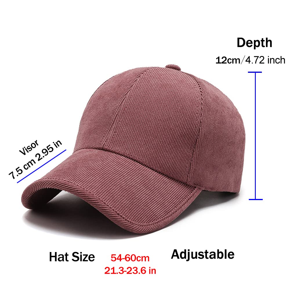 MILLUM Casual Corduroy Baseball Cap for Men Women Dad Hat 6 Panel Classic Adjustable Low Profile Cotton Caps (Pink)