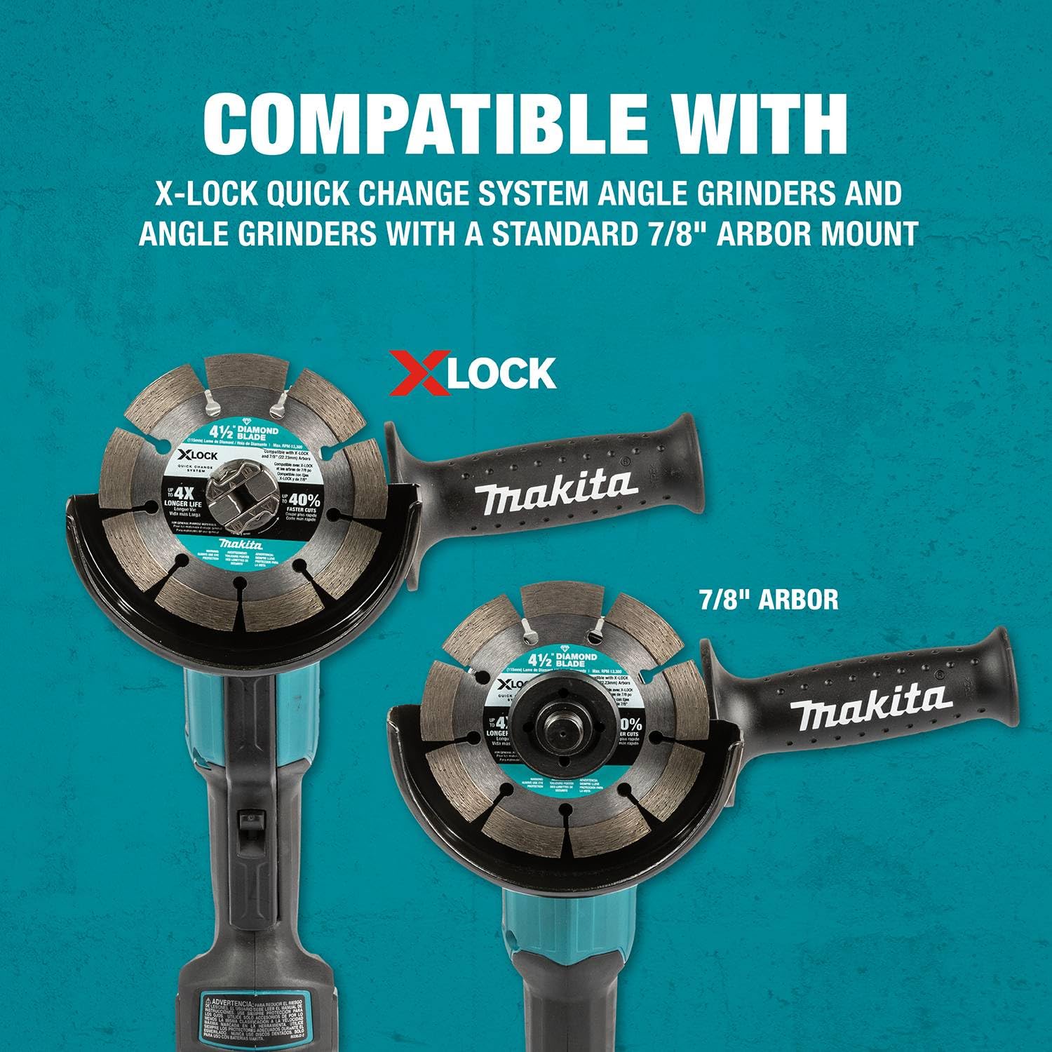 Makita E-07200 X-LOCK 4-1/2" Segmented Diamond Blade for Masonry Cutting, 2/pk