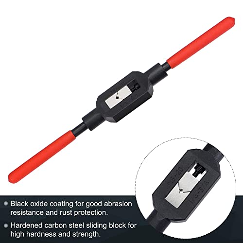 uxcell Adjustable Tap Wrench Handle for 1/4"-3/4" (UNC/UNF) / Metric M5-M20 Taps, Thread Tap Holder Reamer Hand Tapping Tool for Machinist Repair with Plastic Dipped Handle