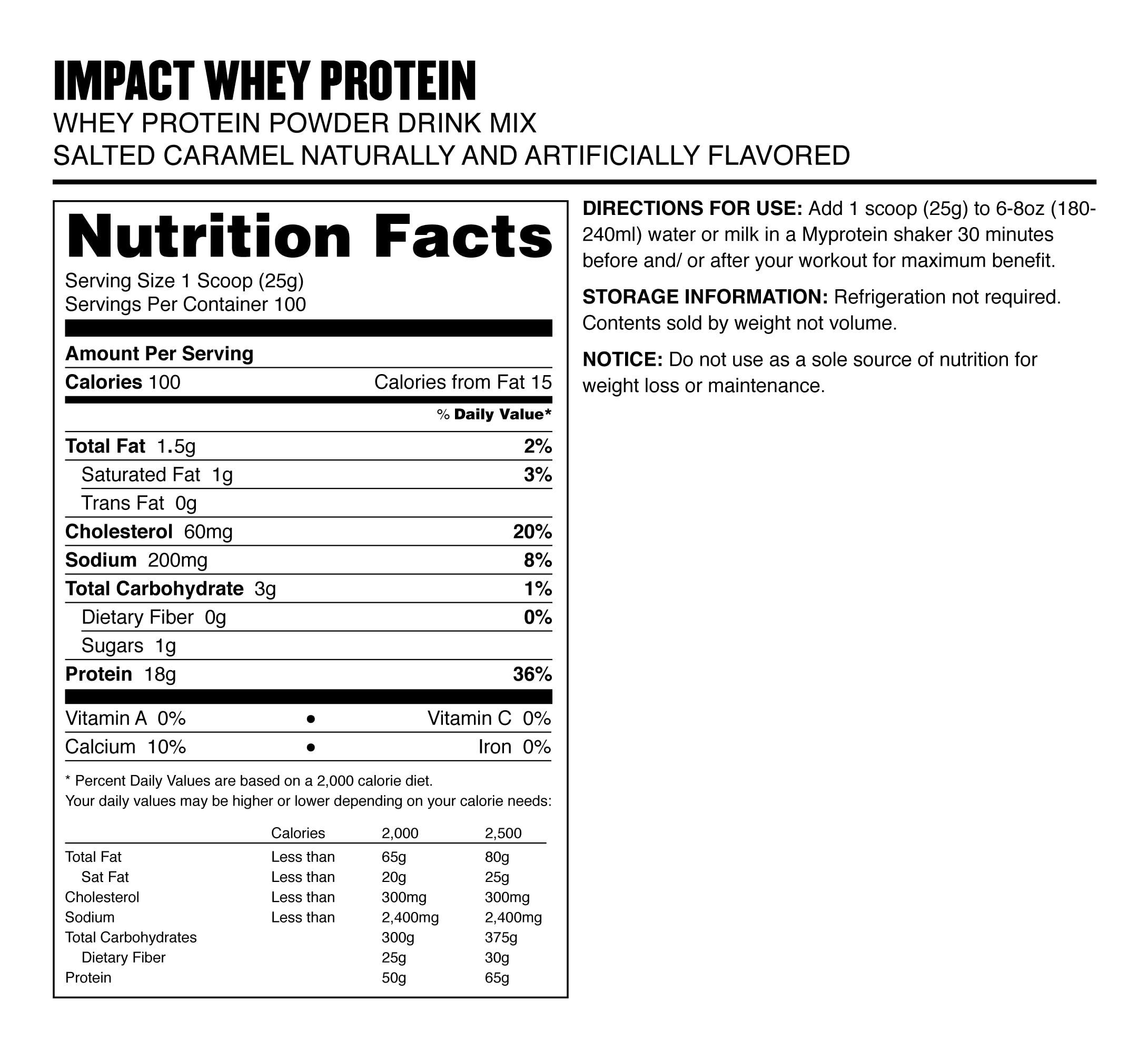 Myprotein - Impact Whey Protein Powder Blend - Naturally Flavored Drink Mix - Daily Protein Intake for Superior Performance - Salted Caramel (5.5 lbs, Pack of 1)