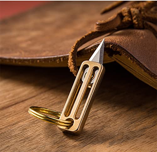 SZHOWORLD Ultra Small Brass Utility Knife, EDC Tiny Knife Box Opener with Stainless Steel Blade,Ultra Portable and Compact