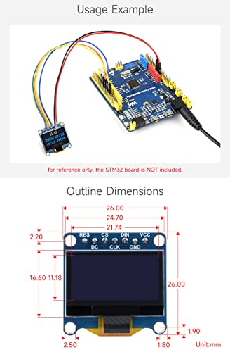 waveshare 0.96inch OLED Display Module, 128×64 Resolution, SPI / I2C Communication, White Version