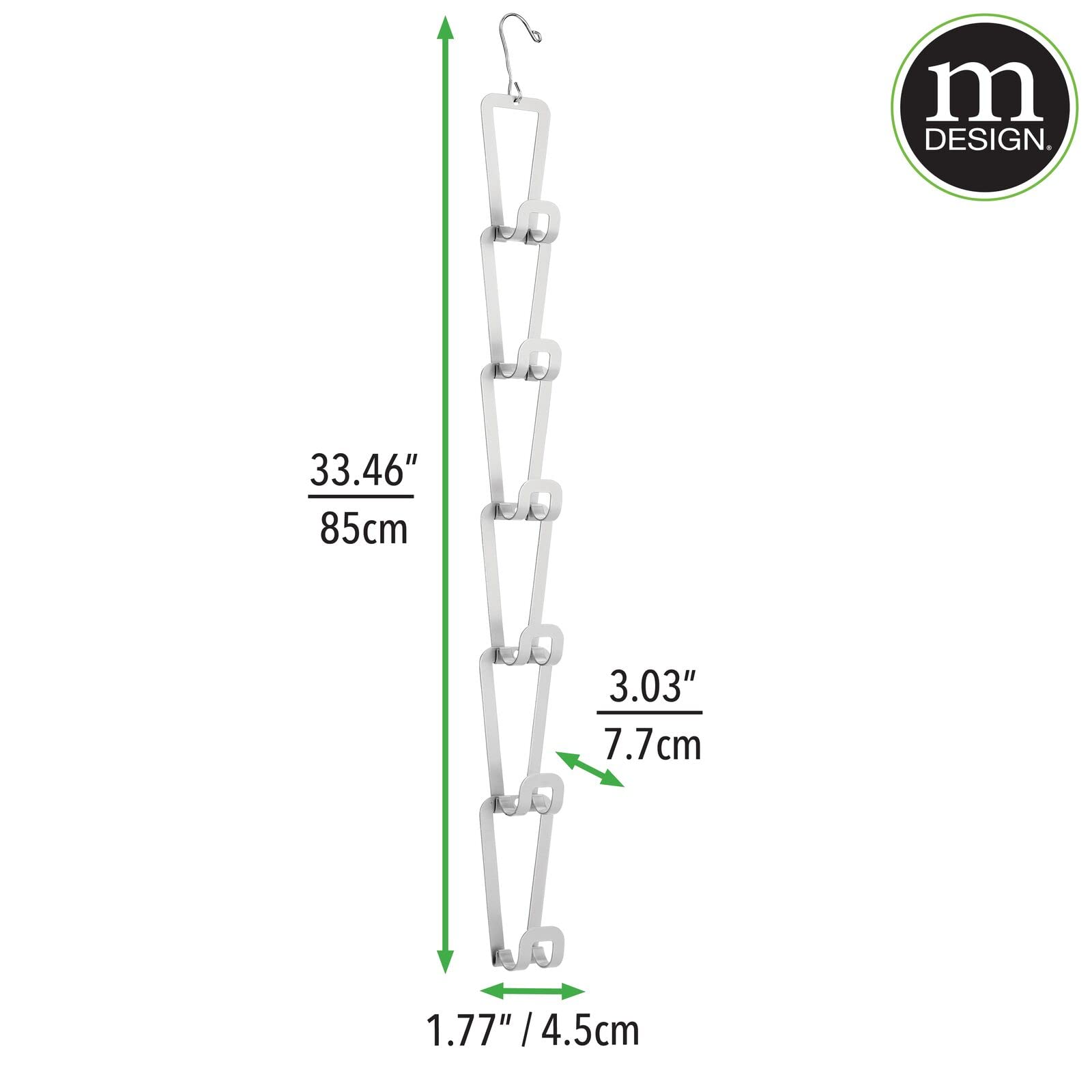 mDesign Metal Wire Over The Closet Rod Hanging Storage Organizer Hanger for Storing and Organizing Purses, Backpacks, Satchels, Crossovers, Handbags - 6 Hooks - 6 Pack - Gray