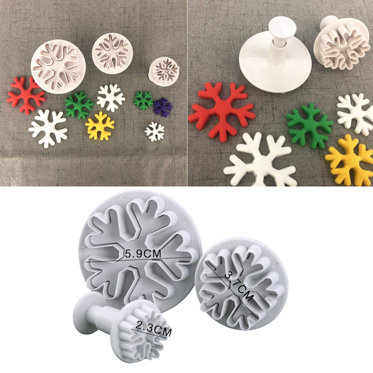 SBYURE Snowflake Cookie Cutter Set,5 Pcs Snowflake Shaped Stainless Steel Mold Cookie Cutter & 6PCS Snowflake Plunger Decorating Fondant Embossing Tool for Christmas and Winter Holiday